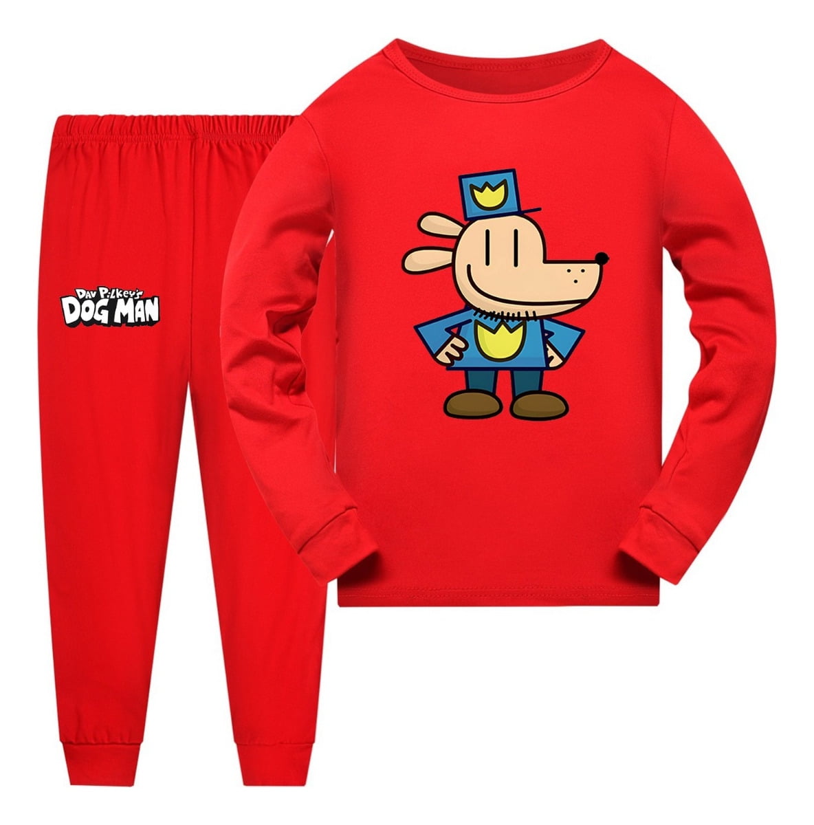 Dog Man Cartoon Pose Pajamas Set – Colorful Comic Sleepwear for Boys ...