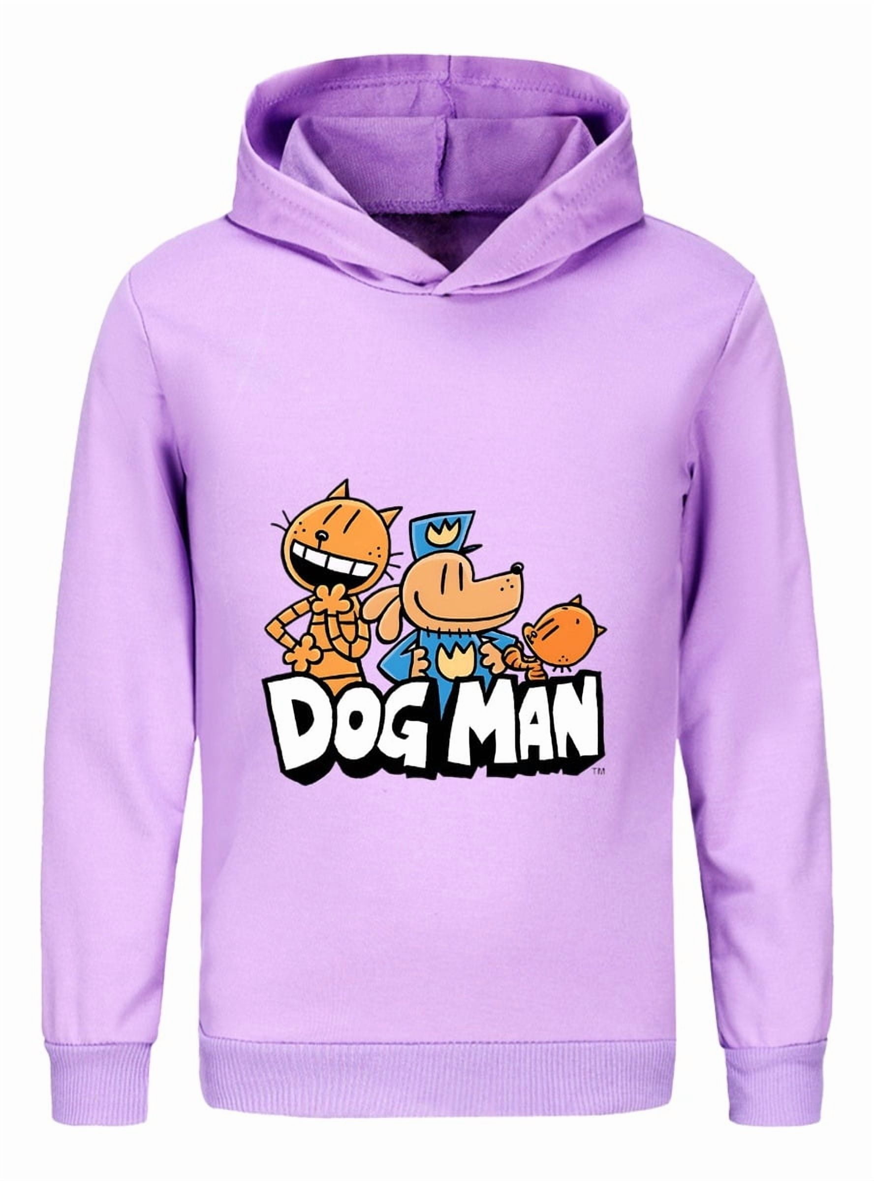Dog Man & Cat Characters Kids Hoodie – Fun Comic Group Graphic Top for ...