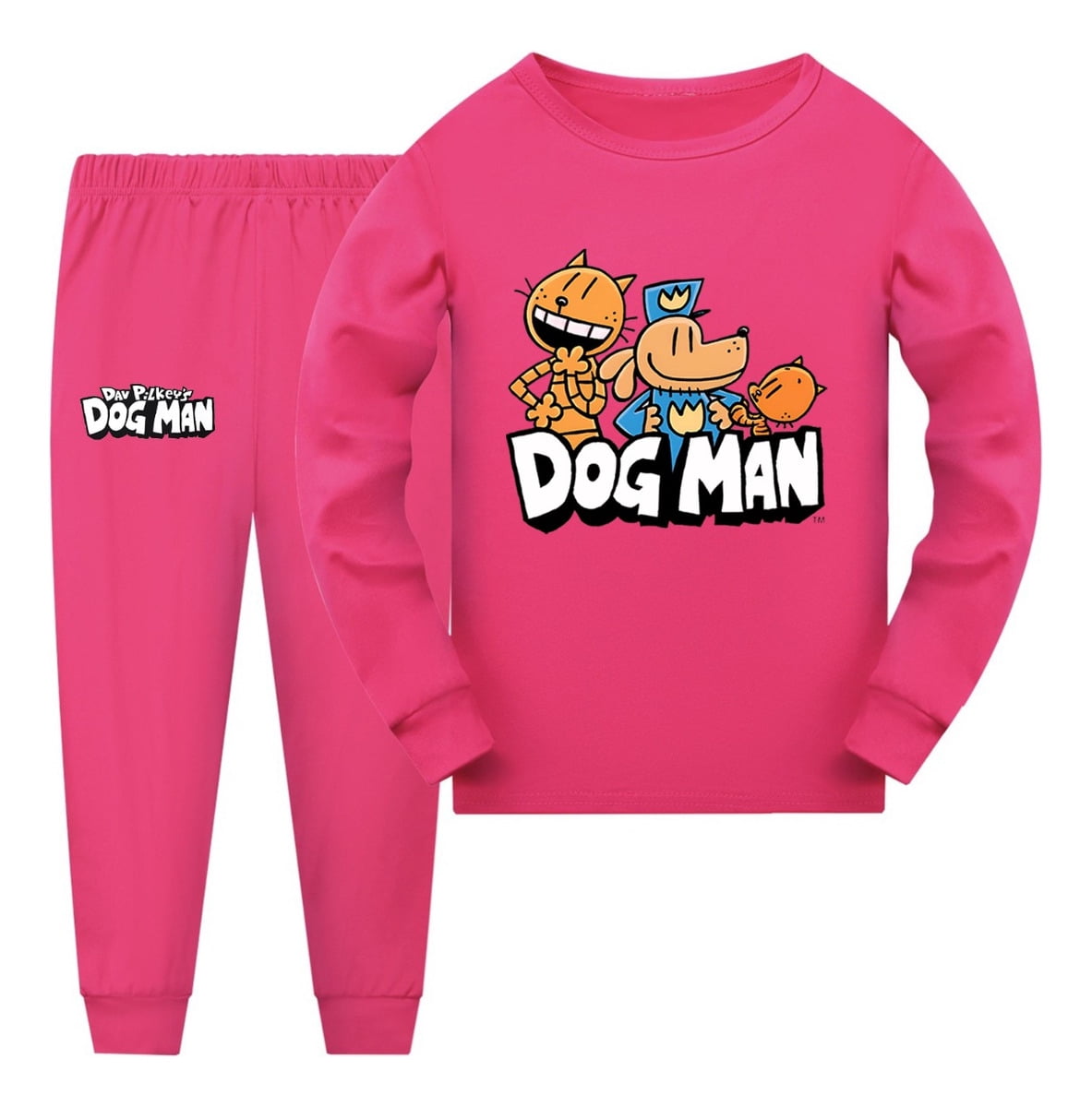 Dog Man & Cat Characters Pajamas Set – Group Comic Sleepwear for Boys ...