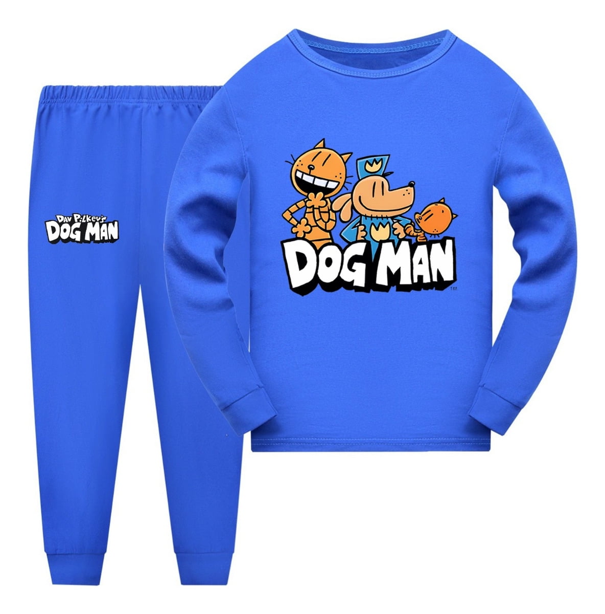 Dog Man & Cat Characters Pajamas Set – Group Comic Sleepwear for Boys ...