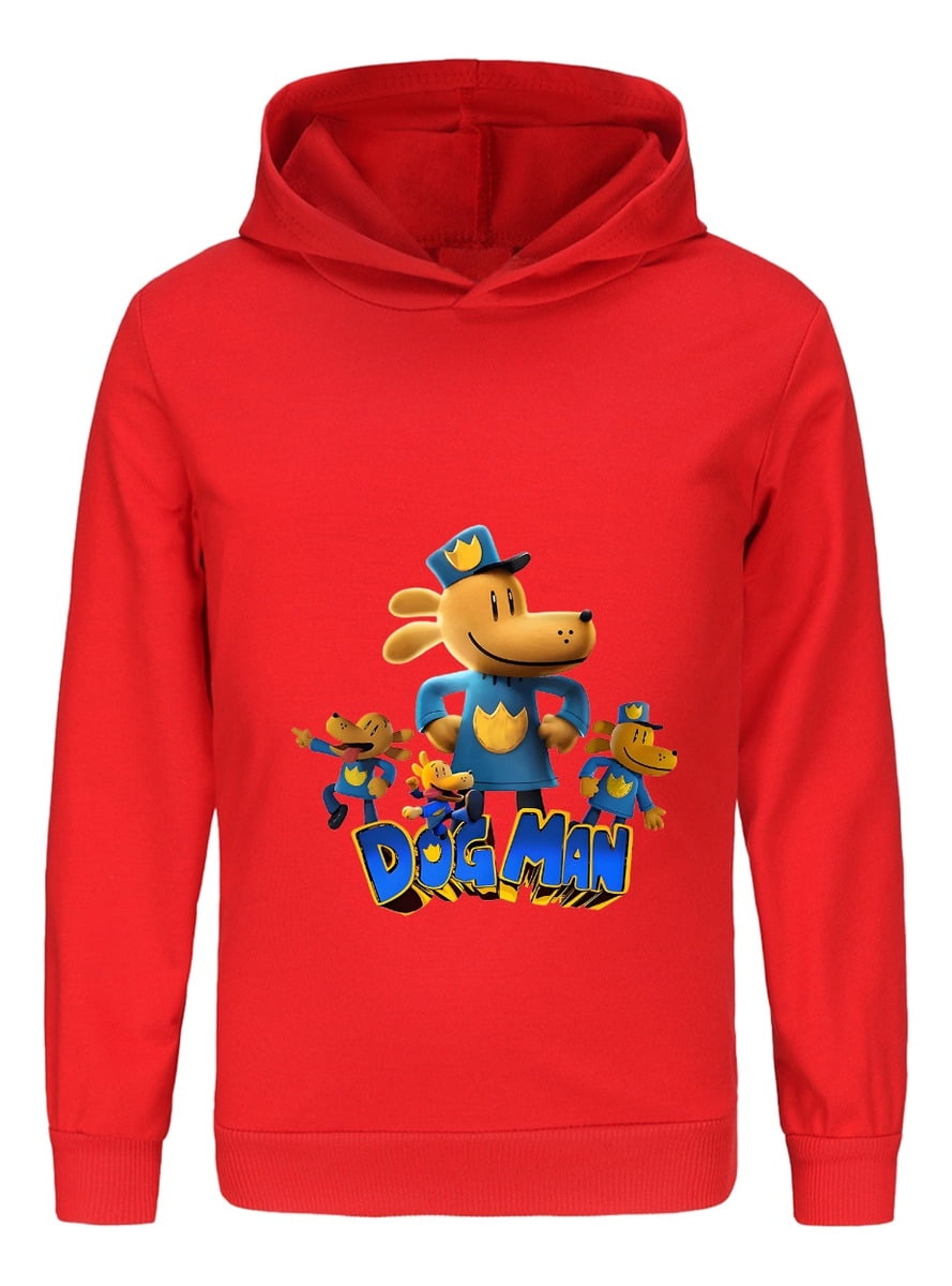 Dog Man Character Lineup Pose Kids Hoodie – Comic Series Graphic Shirt ...