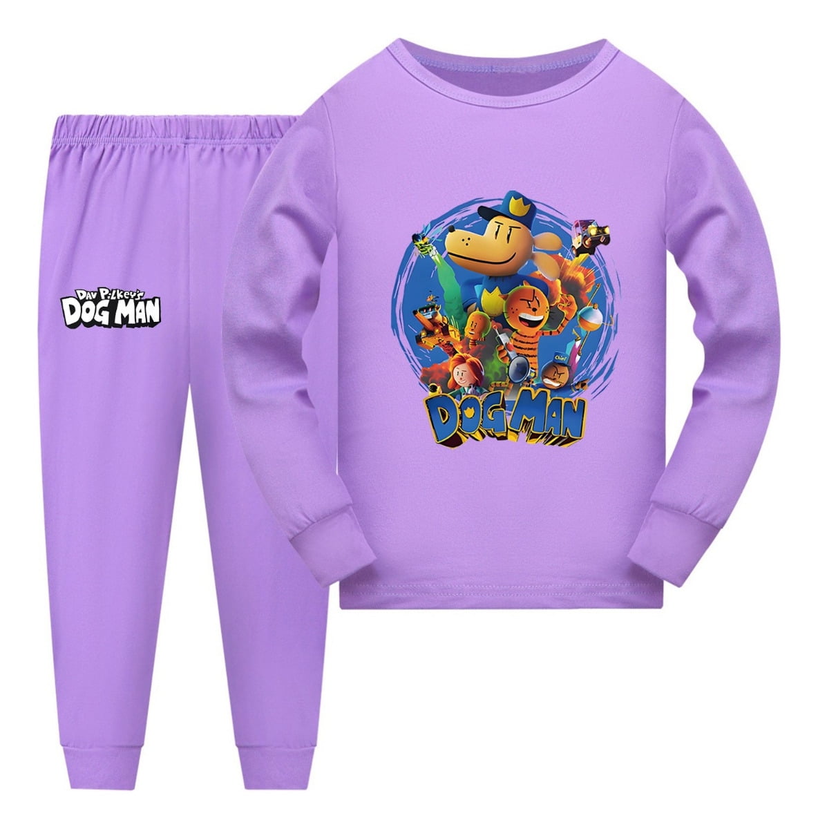 Dog Man Circle Collage Frame Pajamas Set – Artistic Comic Sleepwear for ...