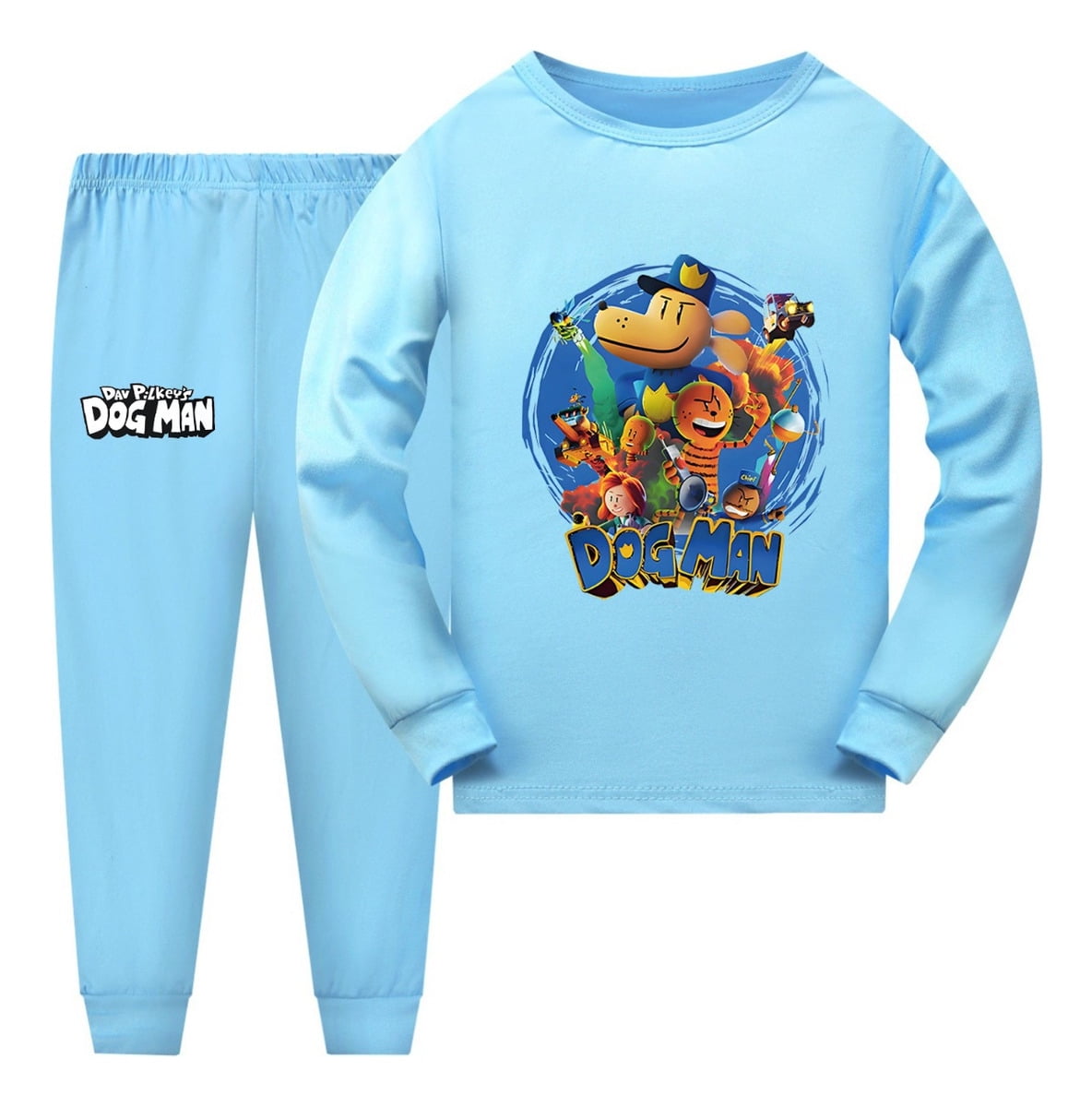 Dog Man Circle Collage Frame Pajamas Set – Artistic Comic Sleepwear for ...