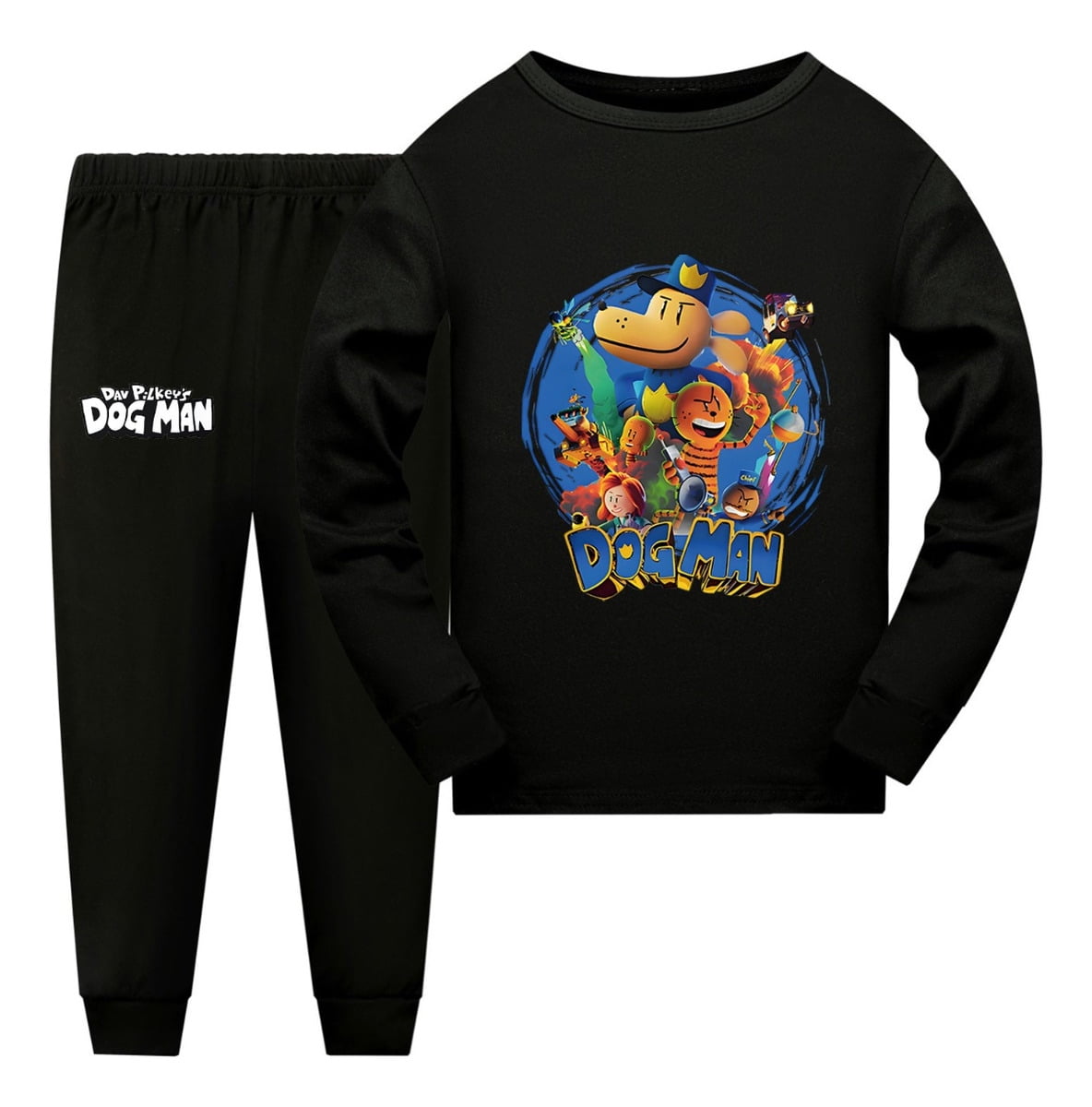 Dog Man Circle Collage Frame Pajamas Set – Artistic Comic Sleepwear for ...