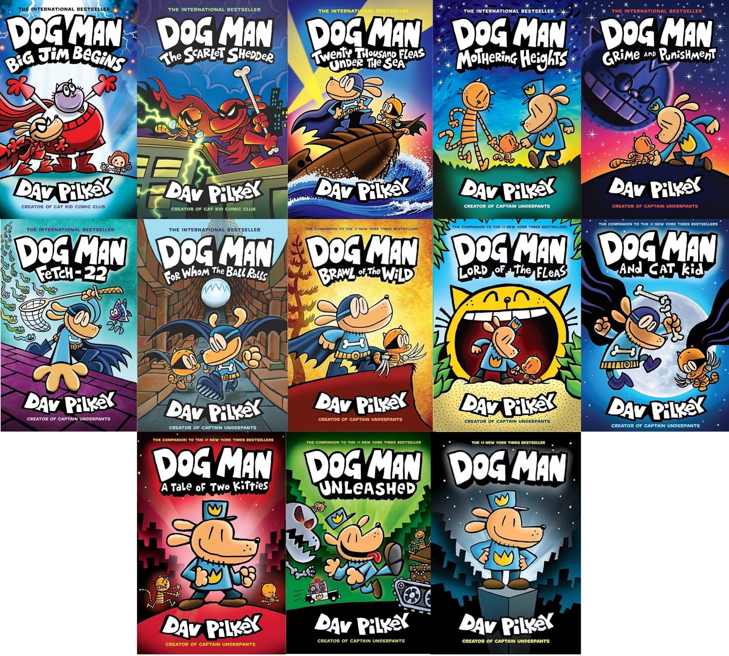 Dog Man Graphic Novels Complete Set, Books 1-13 by Dav Pilkey ...