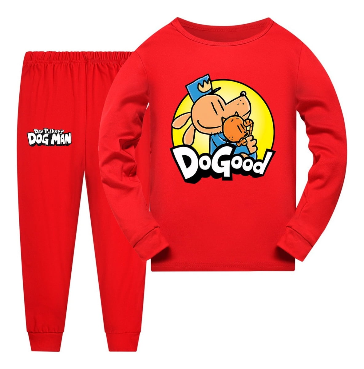 Dog Man Do Good Eating Pose Pajamas Set – Funny Comic Sleepwear for ...