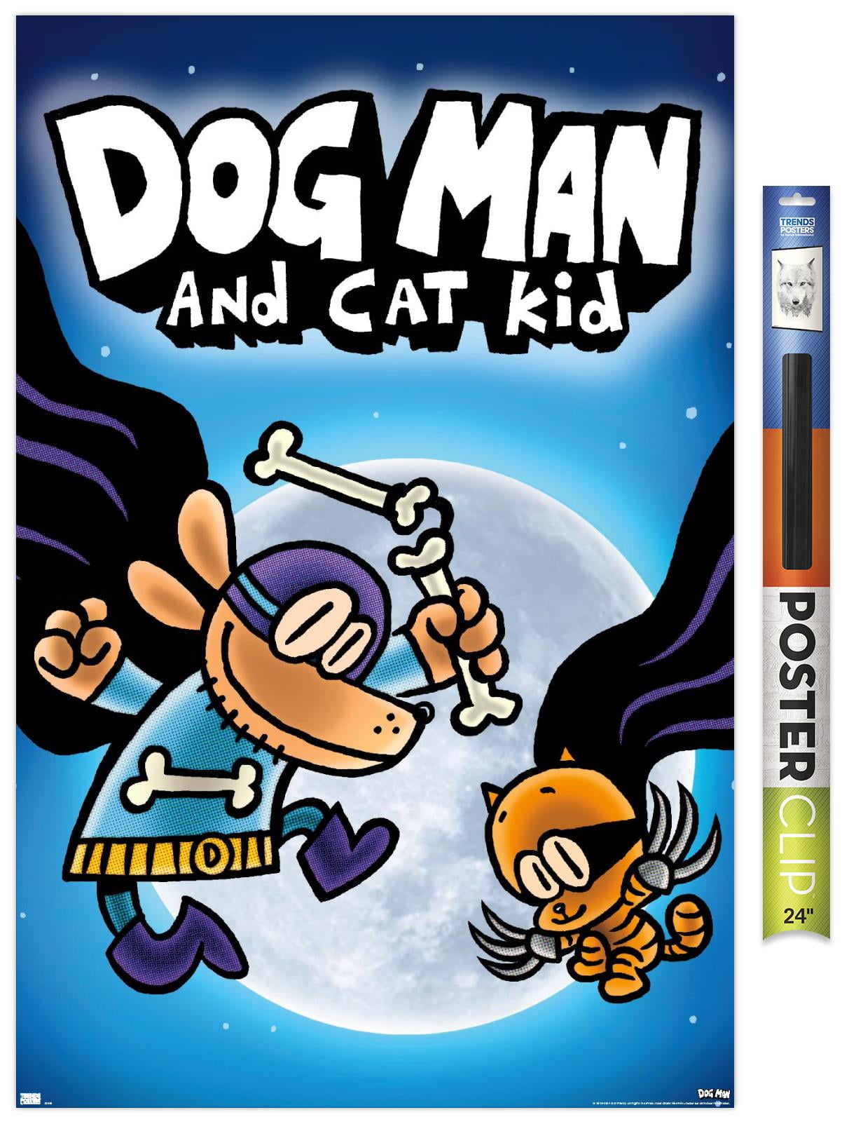 Dog Man - Dog Man And Cat Kid Book Cover Wall Poster, 22.375" x 34 ...