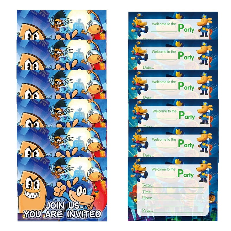 Dog Man Dogman Invitations Cards Stock Bulk Birthday Invite Fill-in ...