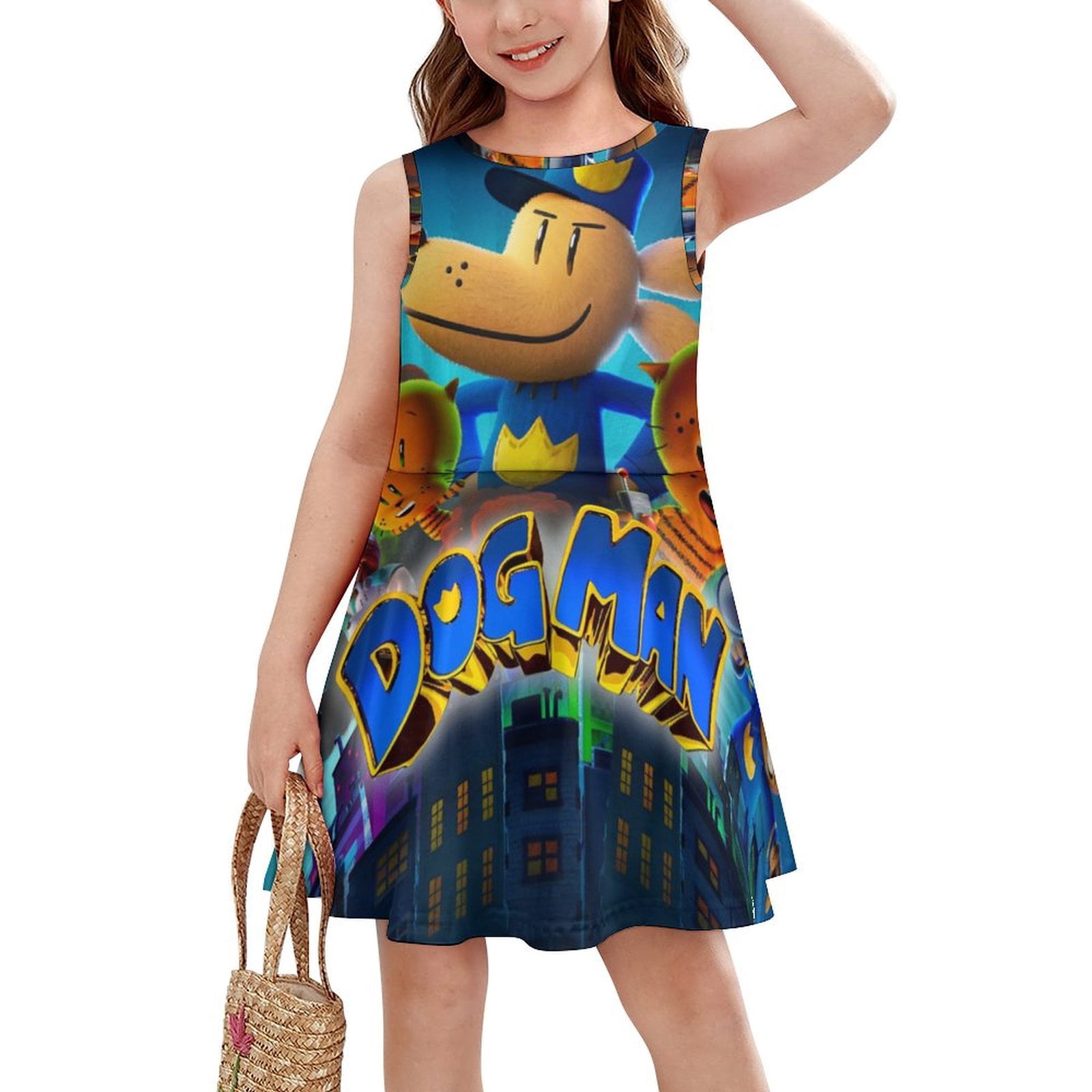 Dog Man Film Girls Dress Fashion 3D Printed Classical Kid's Summer ...