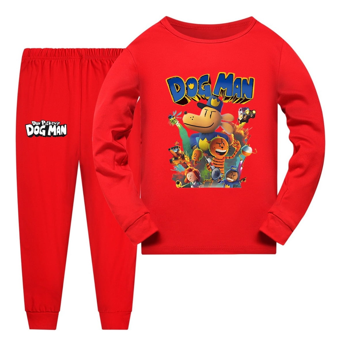 Dog Man Fire Squad Graphic Pajamas Set – Bold Comic Sleepwear for Boys ...