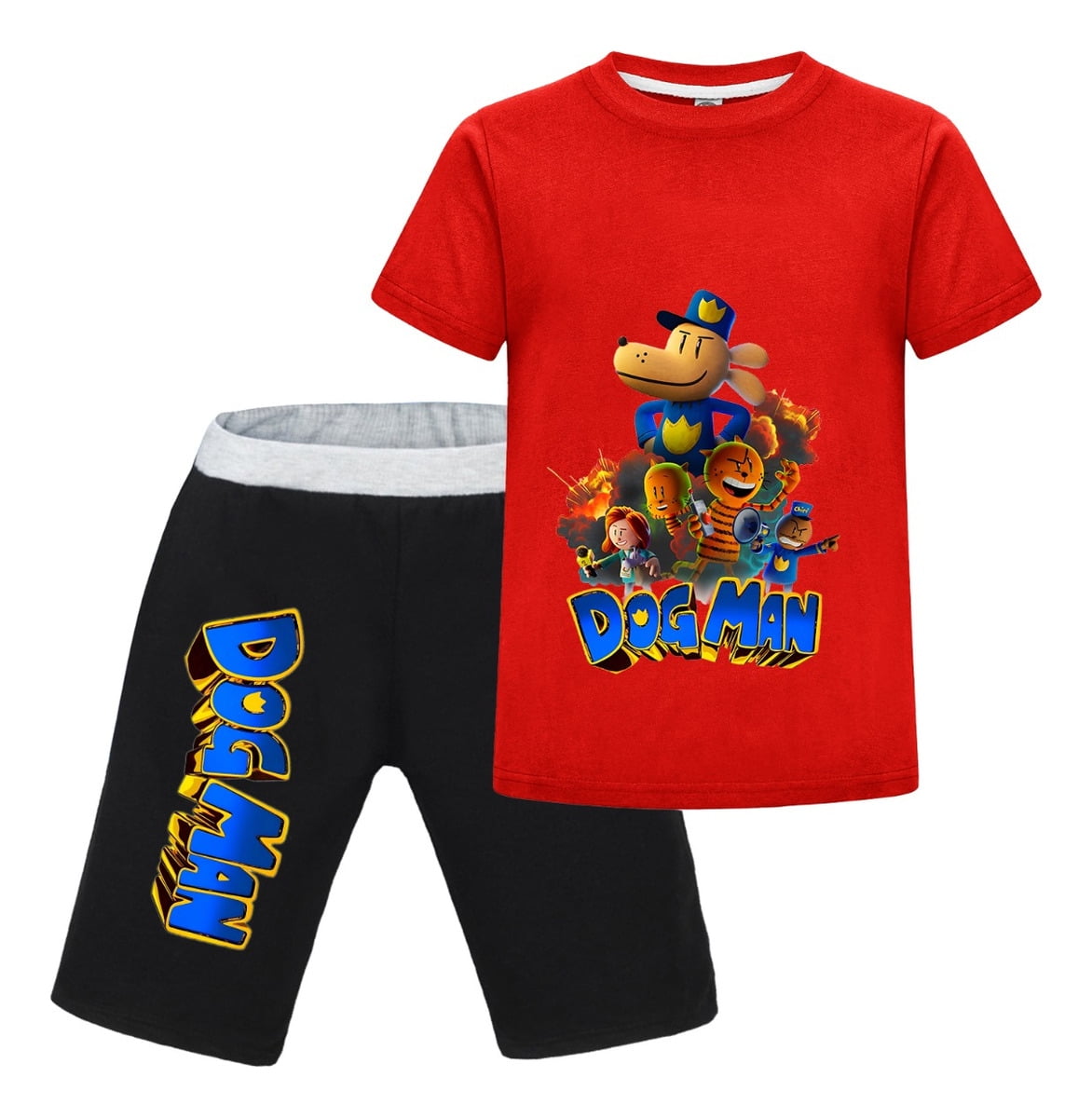 Dog Man & Friends 3D Animation Style Kids Outfit Set – Boys Girls Short ...