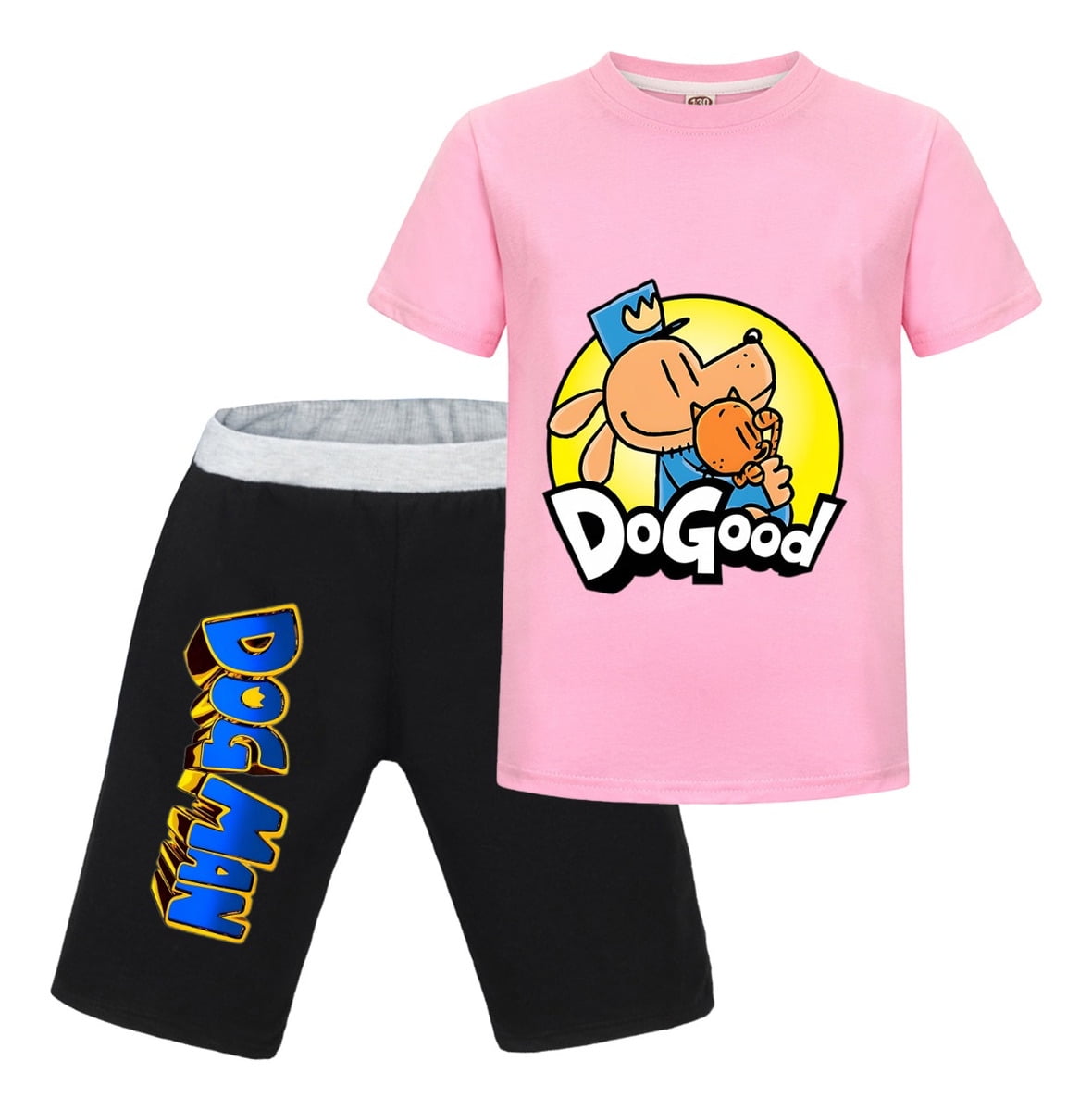 Dog Man Do Good Pose Kids Outfit Set – Boys Girls Short-Sleeve Graphic ...