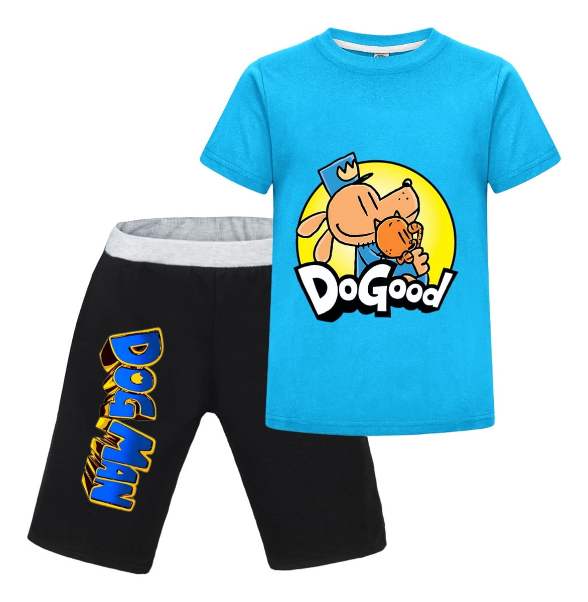 Dog Man Do Good Pose Kids Outfit Set – Boys Girls Short-Sleeve Graphic ...