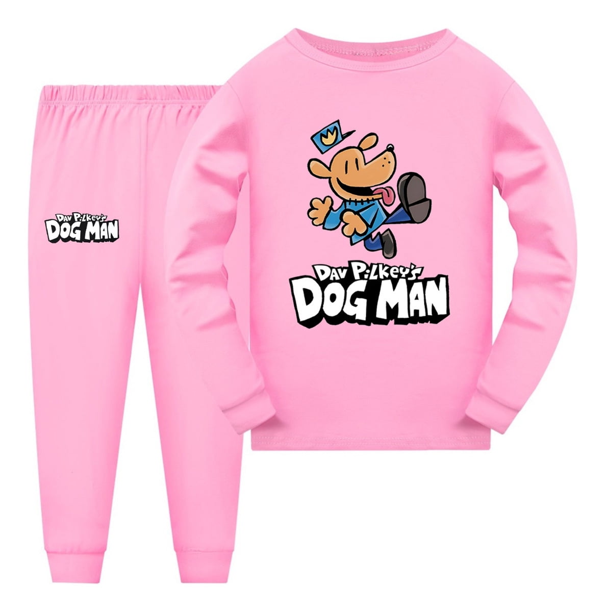 Dog Man Jumping Action Pose Pajamas Set – Comic Hero Sleepwear for Boys ...
