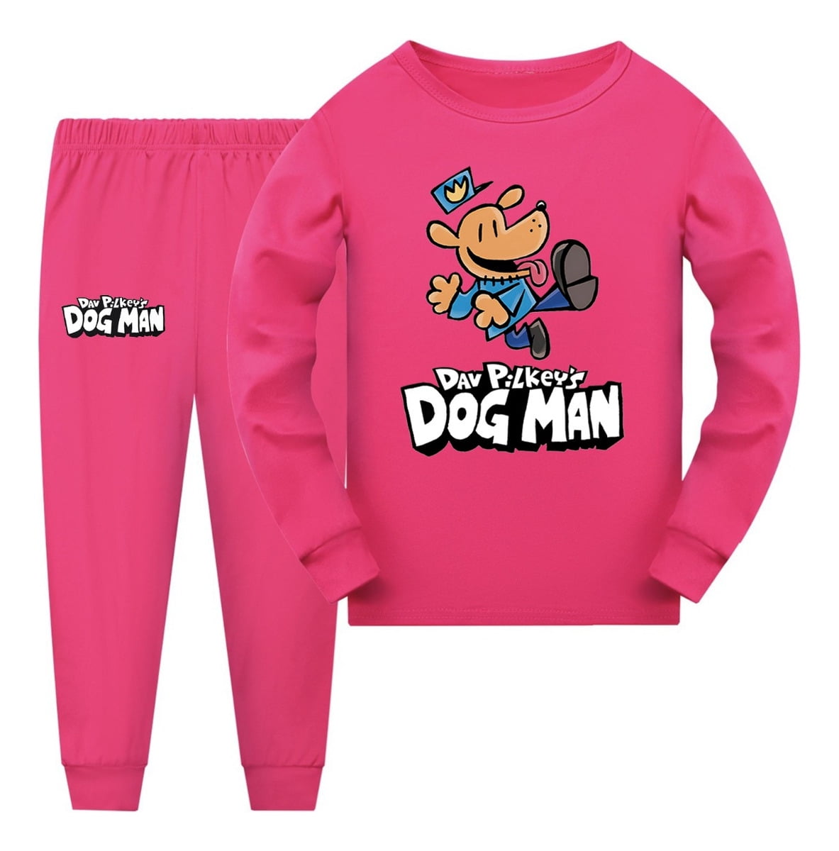 Dog Man Jumping Action Pose Pajamas Set – Comic Hero Sleepwear for Boys ...