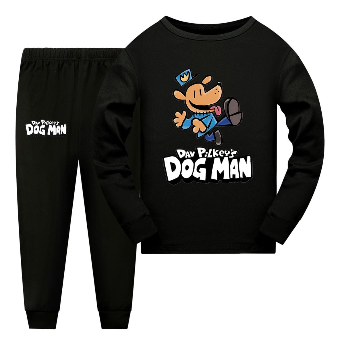 Dog Man Jumping Action Pose Pajamas Set – Comic Hero Sleepwear for Boys ...