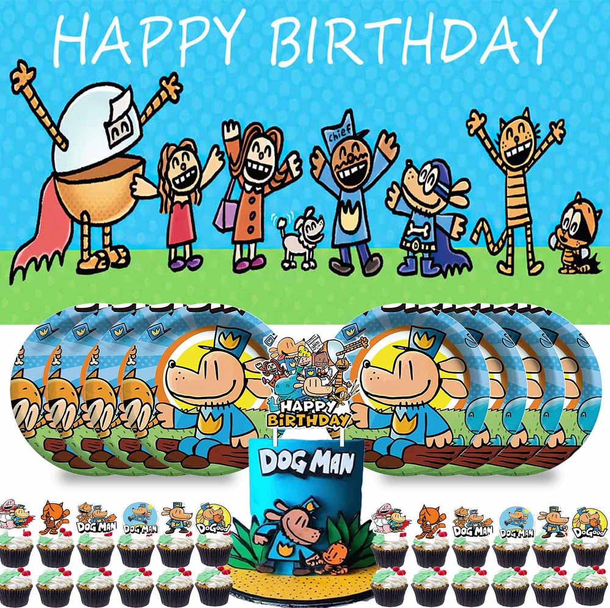 Dog Man Party Supplies Birthday Decorations Plates Banner Kids Cake ...