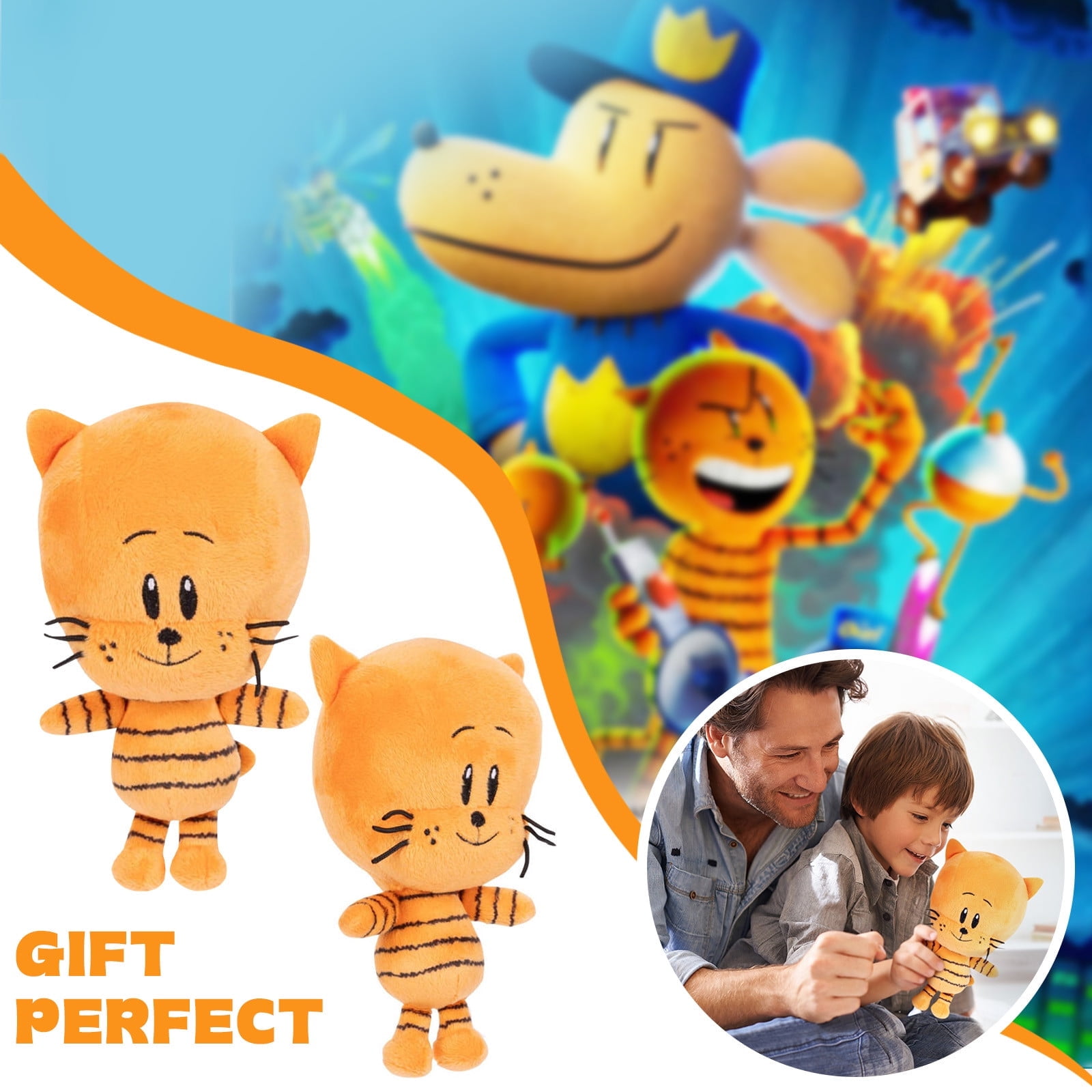 Dog Man Plush Toys Cute Petey the Cat Dogman Toys Orange Kitty Plushies ...