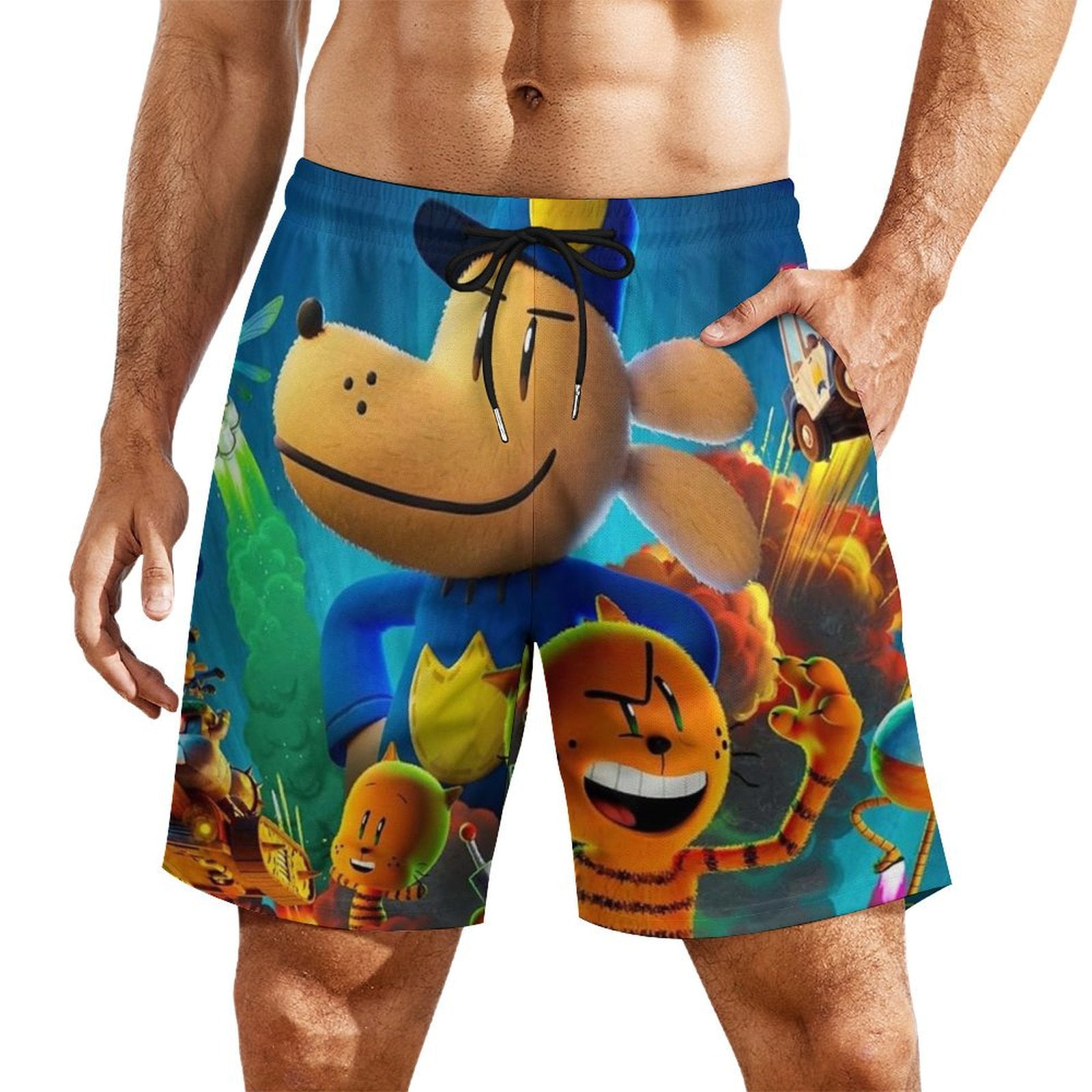 Dog Man Poster Men's Board Shorts Swim Trunks Quick Dry Beach Short Summer Swim Shorts Swimwear ...