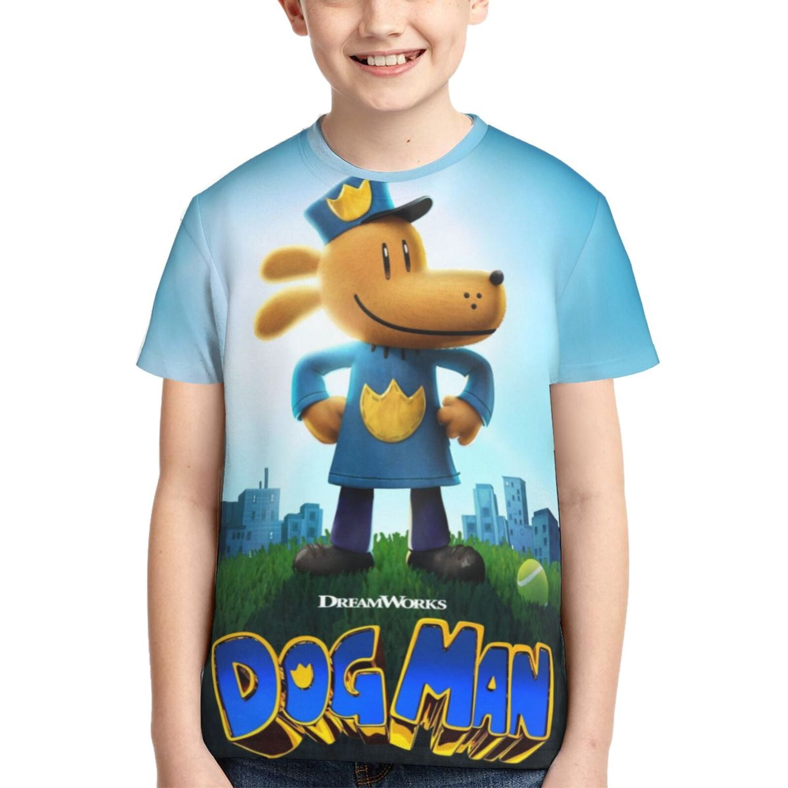 Dog Man T Shirts 3D Printed Short Sleeve Tee Shirt for Boys Girls ...
