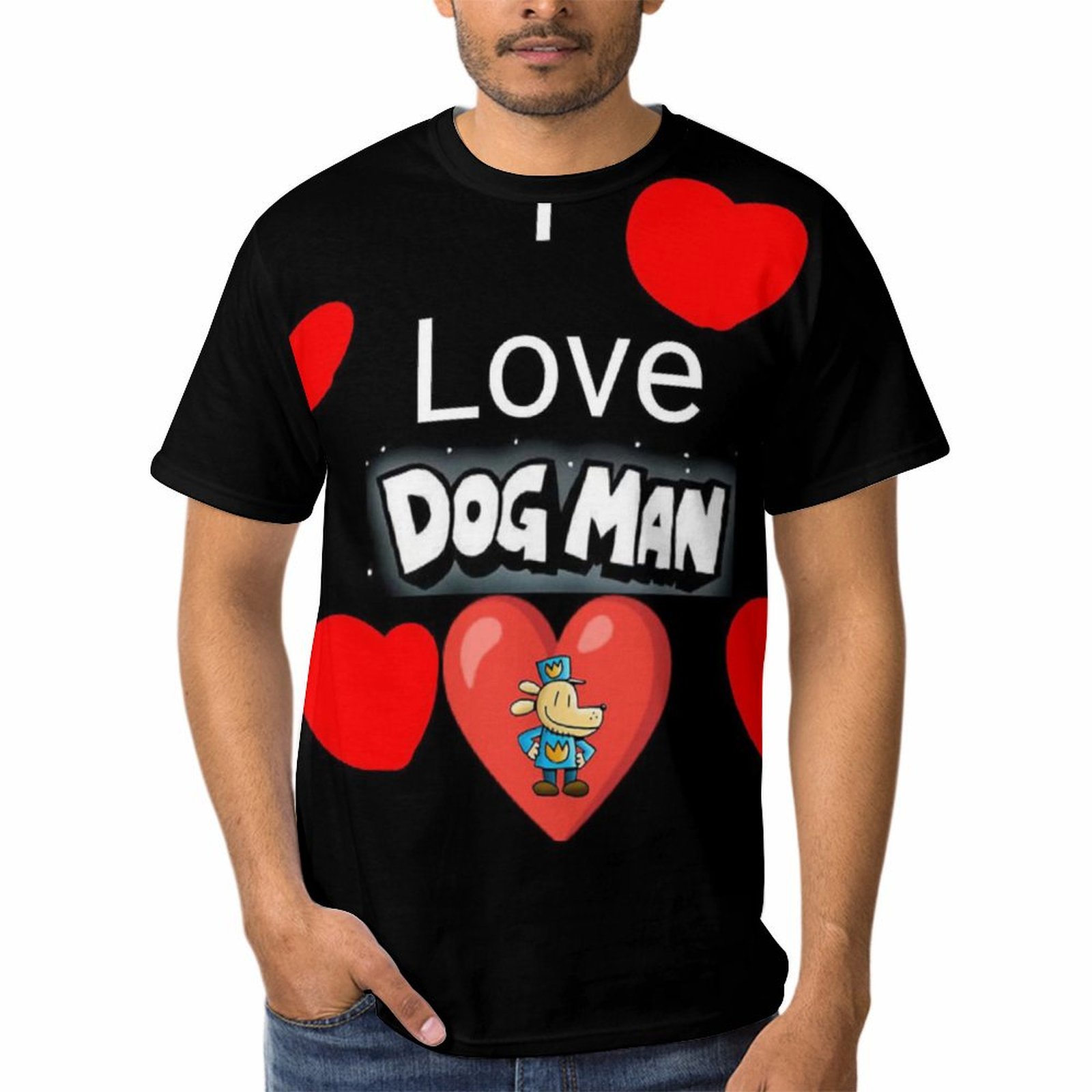 Dog Man Unisex T-Shirts Interesting Novelty Pattern Printed Short ...