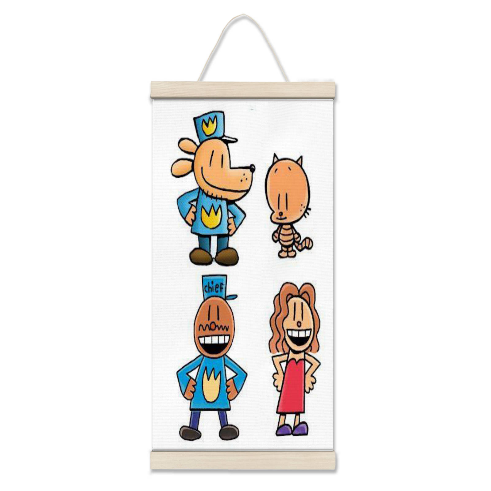 Dog Man Wall Art for Living Room Bedroom Fixed Wooden Hanging Scroll ...