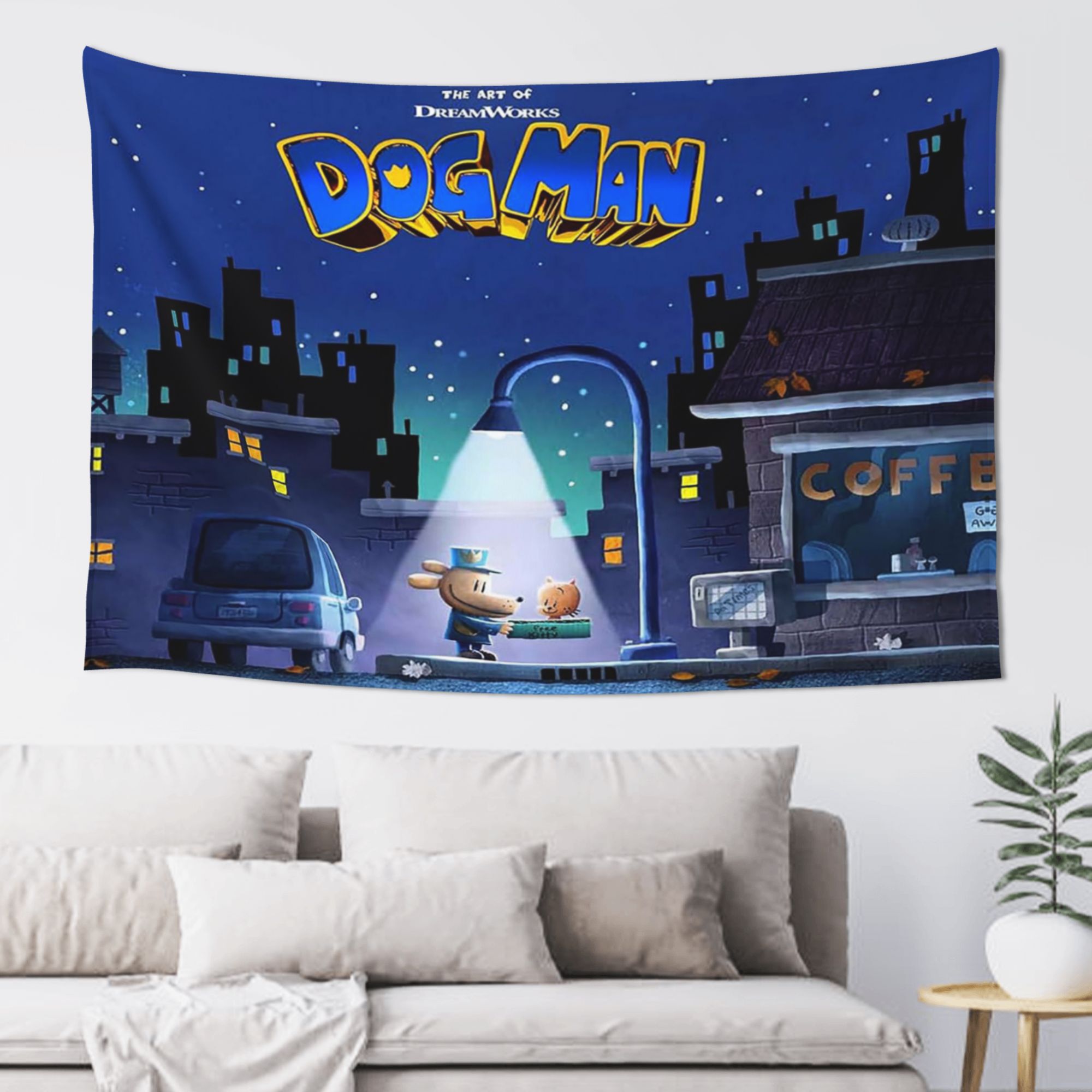 Dog Man Wall Tapestry Poster for Bedroom Aesthetics Room Decor Flag ...