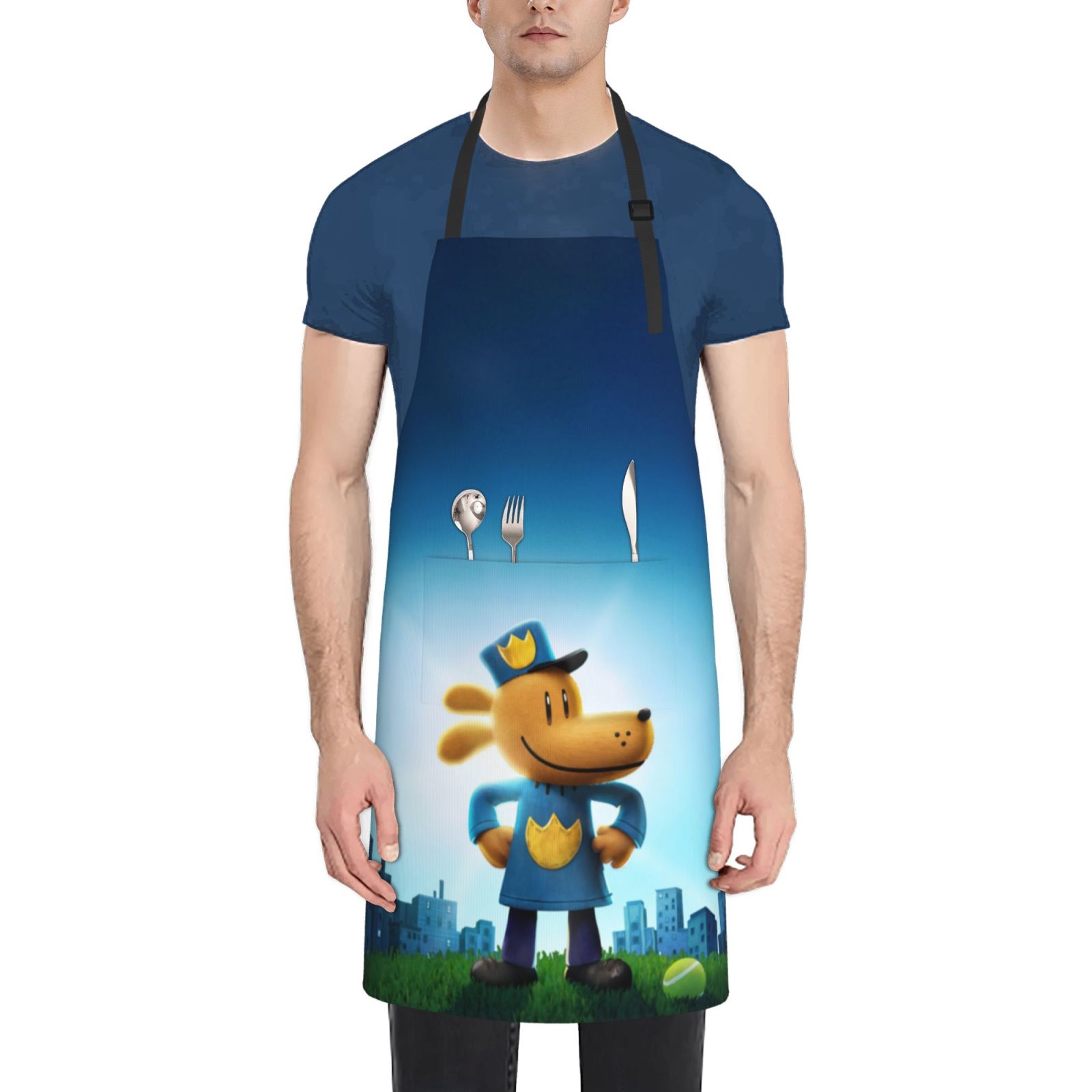Dog Man Waterproof Cooking Aprons, Adjustable Bib Soft Chef Apron With ...