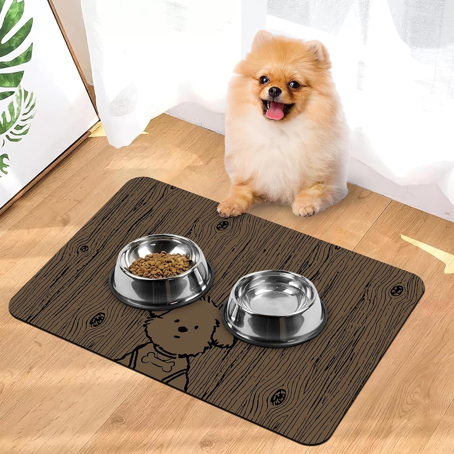 Dog Mat for Food and Water Absorbent Rubber Mat Quick Drying Pet Food ...