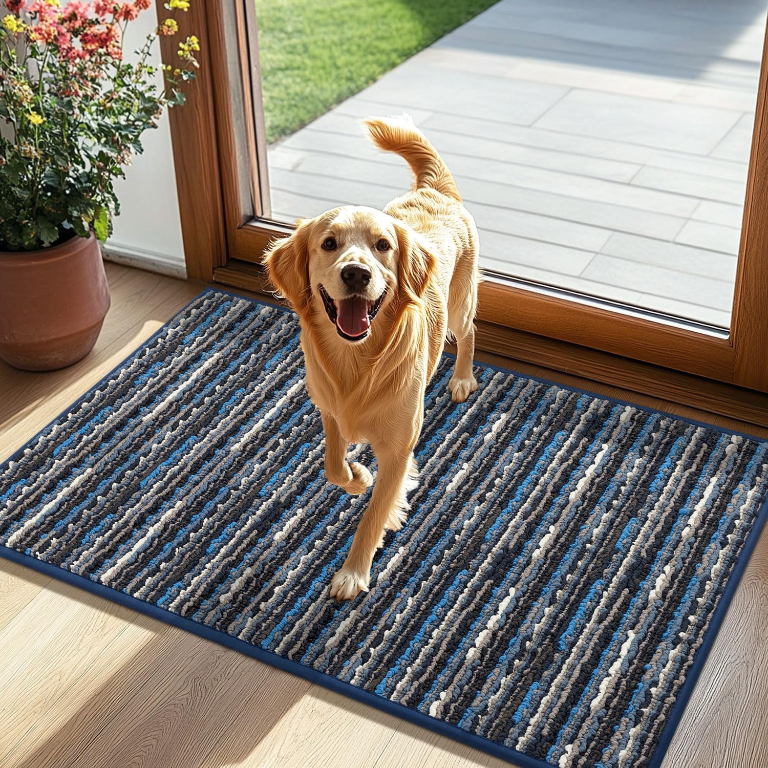 Dog Mat for Muddy Paws,Absorbs Moisture Dirt Non-Slip Washable Mud Mat ...