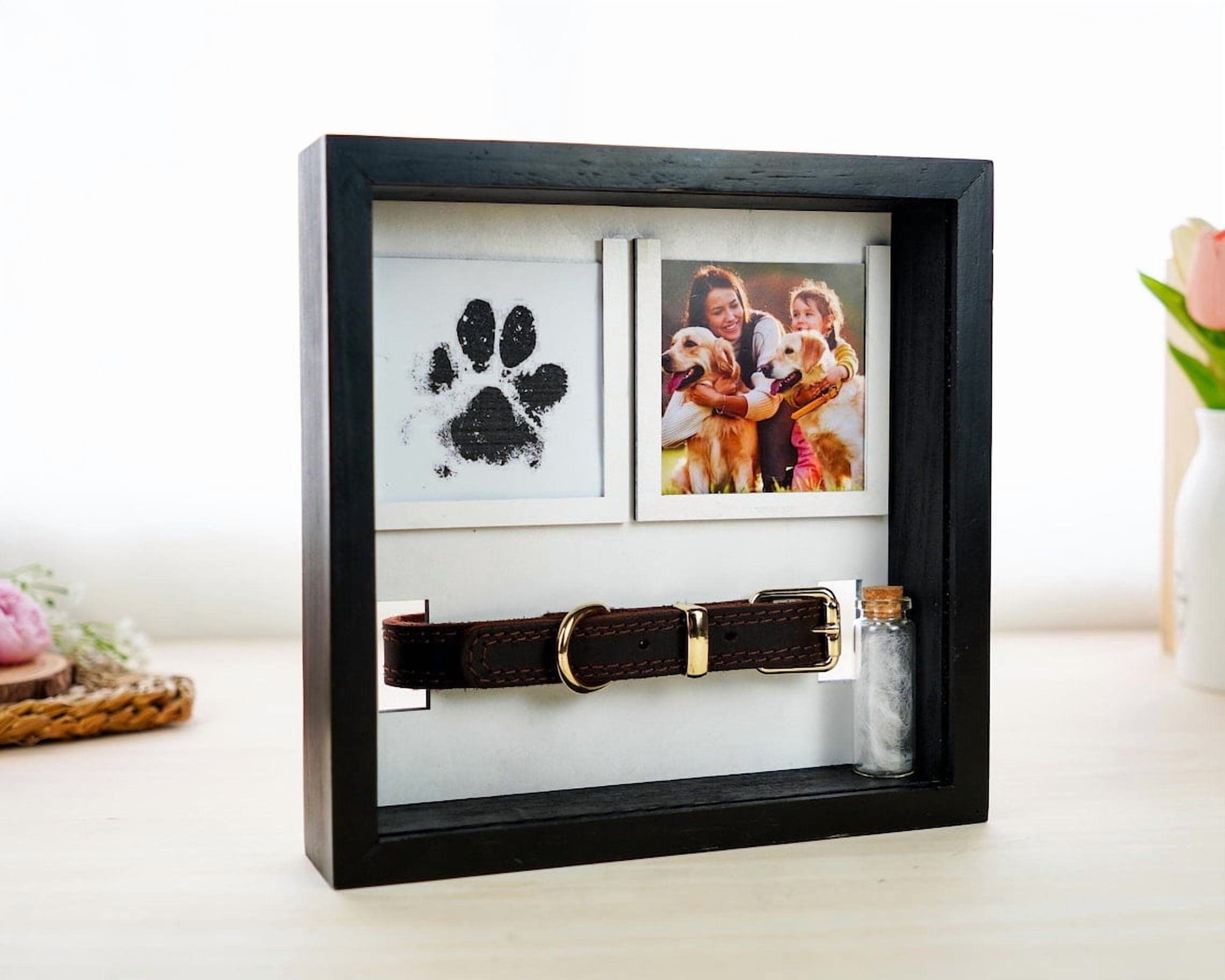 Dog Memorial Shadow Box with Collar Holder, Pet Sympathy Gift, Dog Paw ...