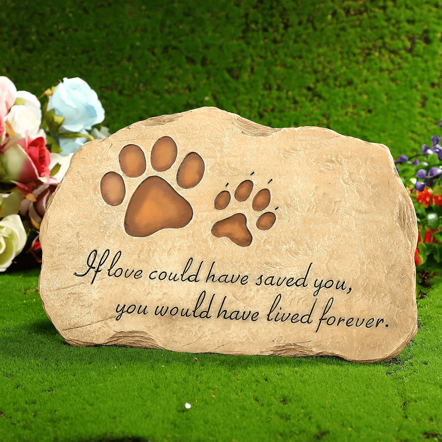 Dog Memorial Stone Dog Garden Memorial Stone Paw Prints Pet Headstone ...