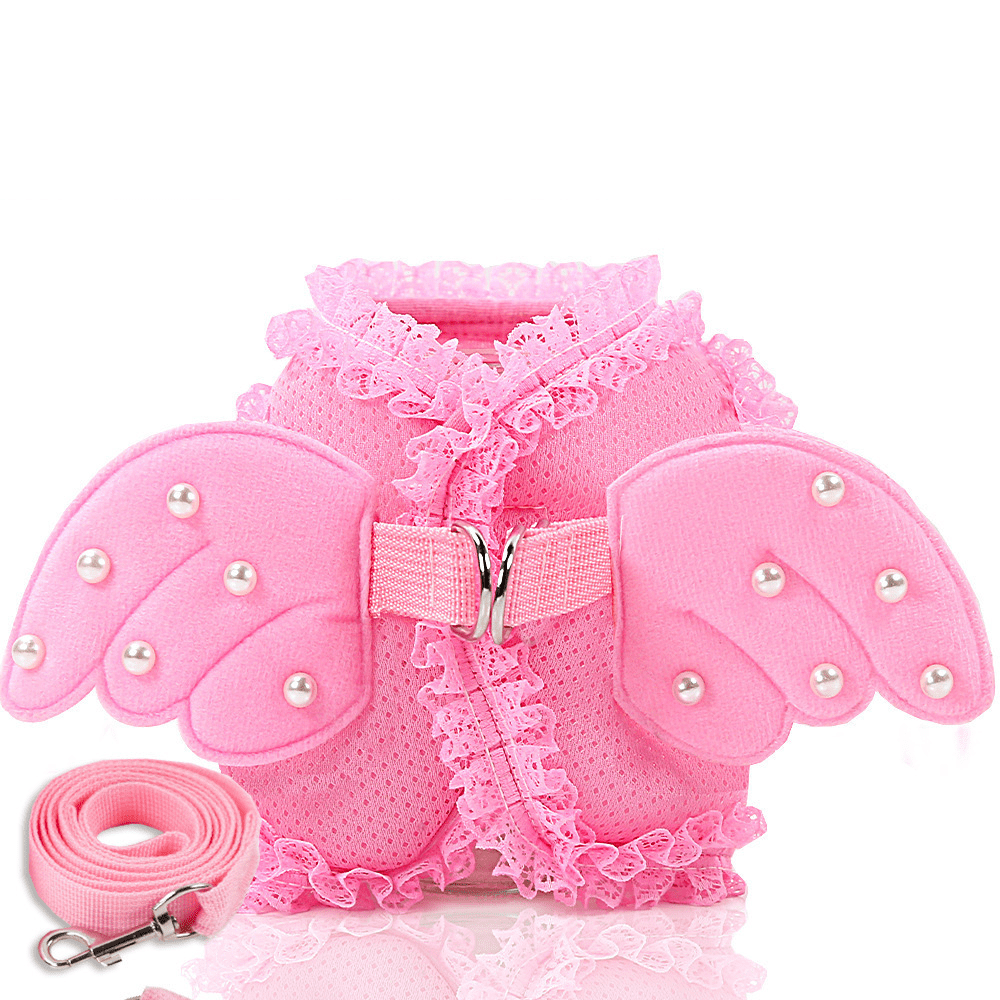 Dog Mesh Dress Harness, Adjustable Dog Leash for Small Dogs Girl, Cute ...