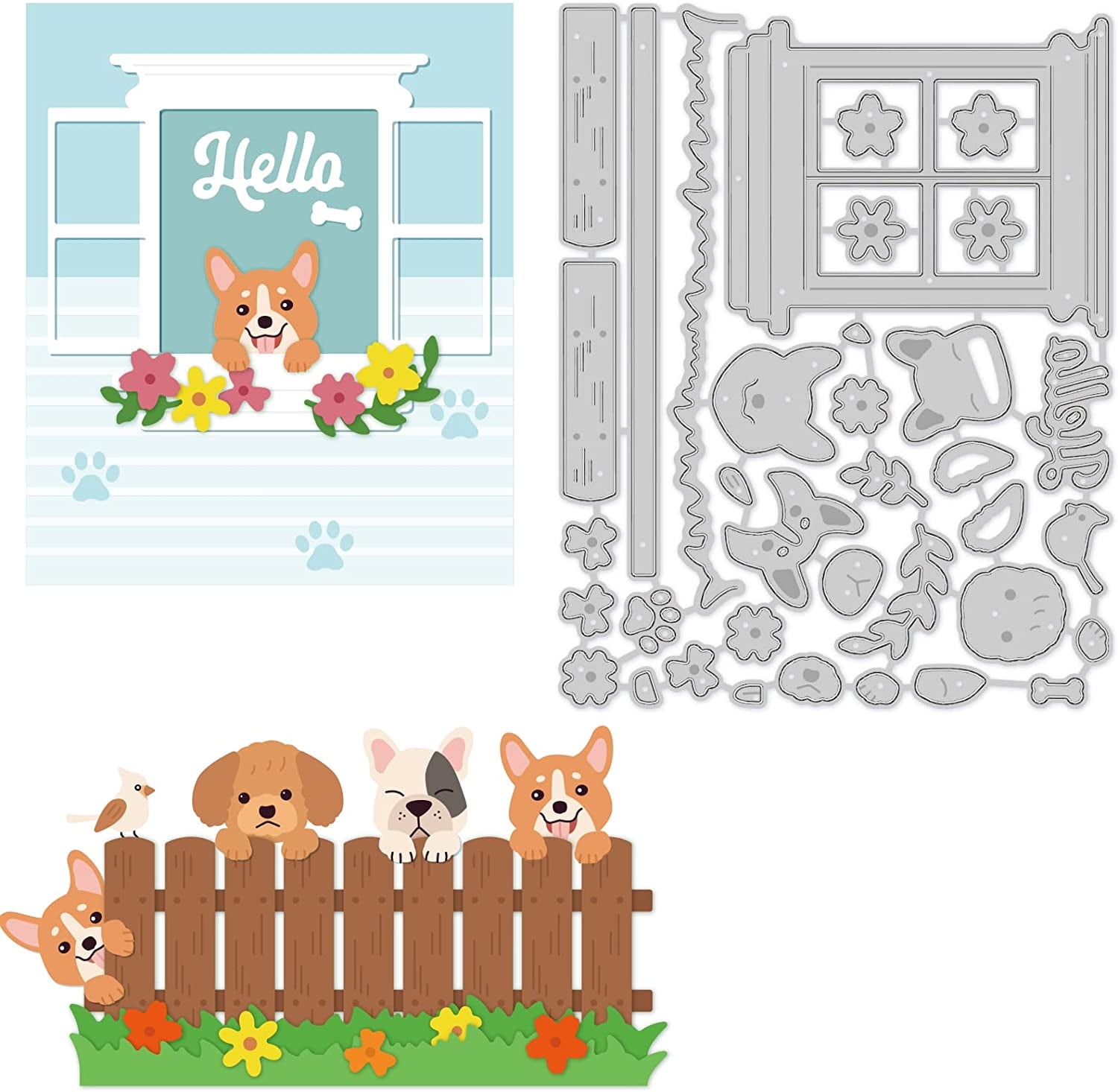 Dog Metal Cutting Dies Stencil Template Carbon Steel Puppy Embossing ...