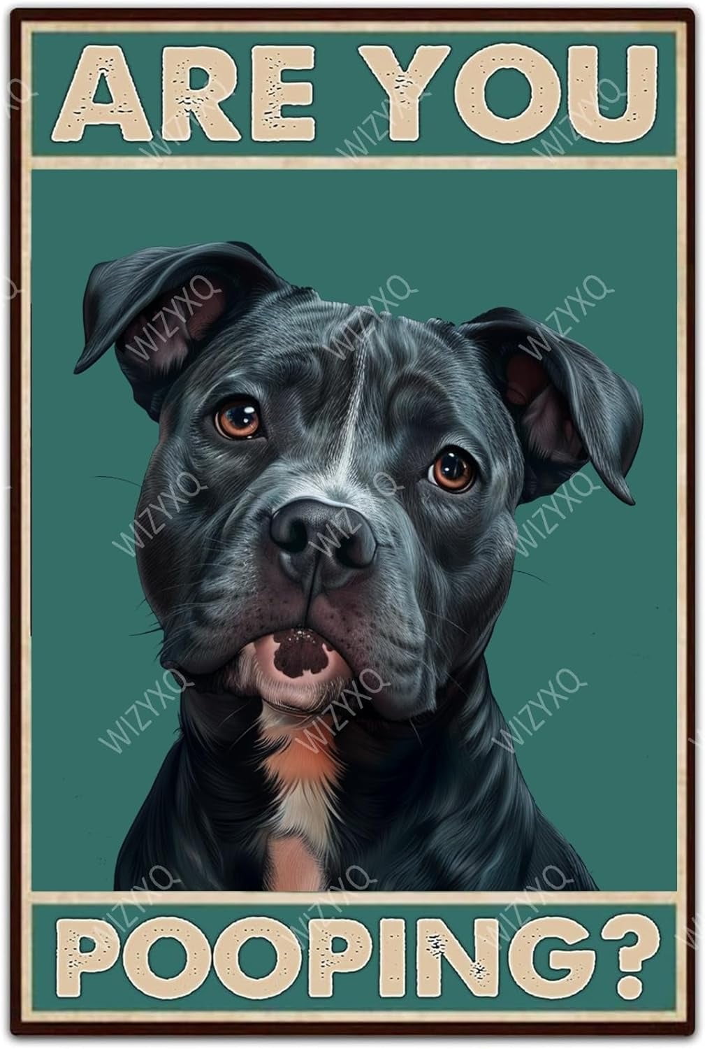 Dog Metal Signs Pitbull Are You Pooping Funny Tin Sign Vintage Wall ...