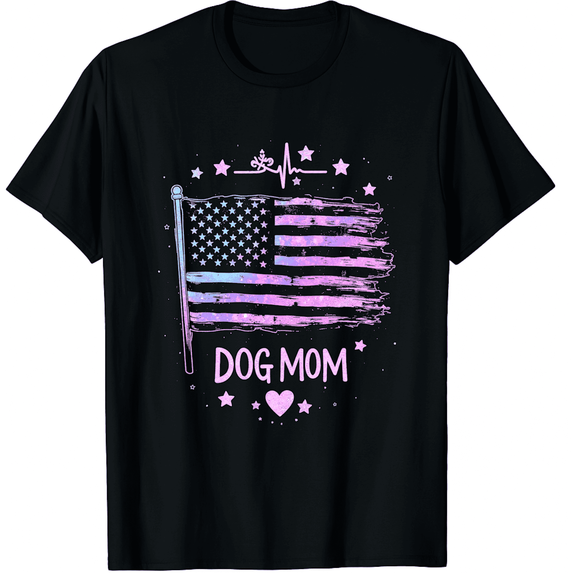 Dog Mom America Flag Color Graphic Crew Neck Short Sleeve T-Shirts (Men ...