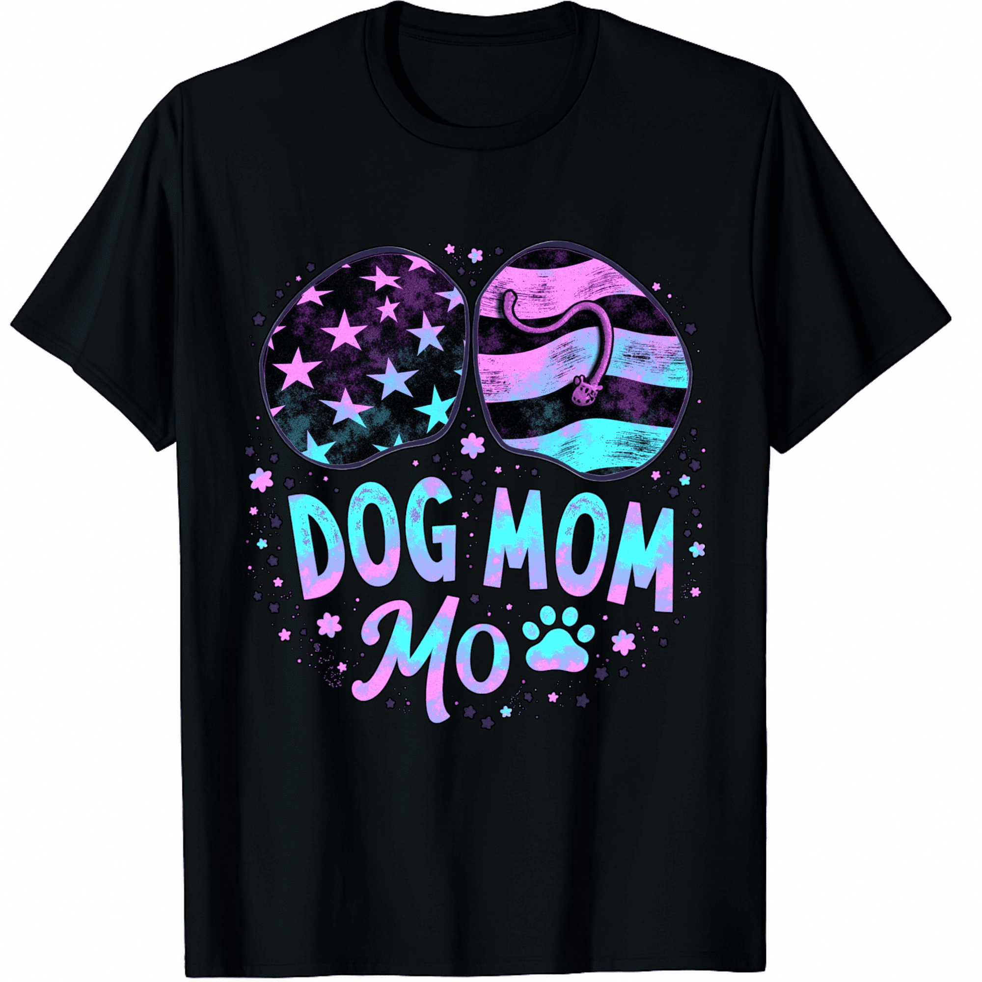 Dog Mom America Flag Color Graphic Crew Neck Short Sleeve T-Shirts (Men ...