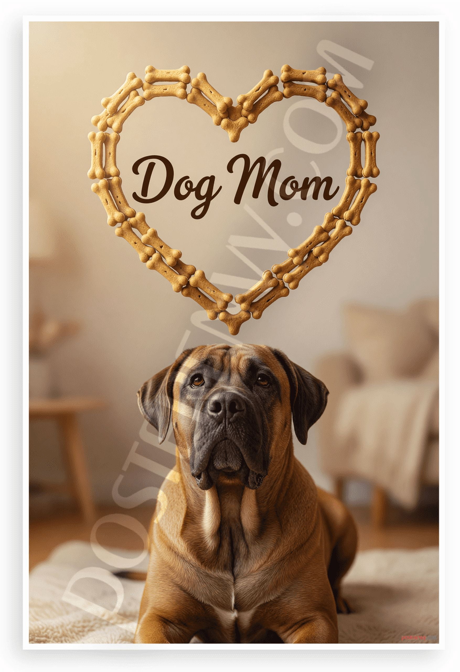 Dog Mom Boerboel Heart Dog Bone Treats 12x18 US Made Poster - Walmart.com