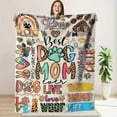Dog Mom Ever Soft Fleece Blanket - Colorful Paw Print & Typography ...