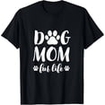 Dog Mom Fur Life T-Shirt for Women with Paw Print Graphics - Black Tee ...