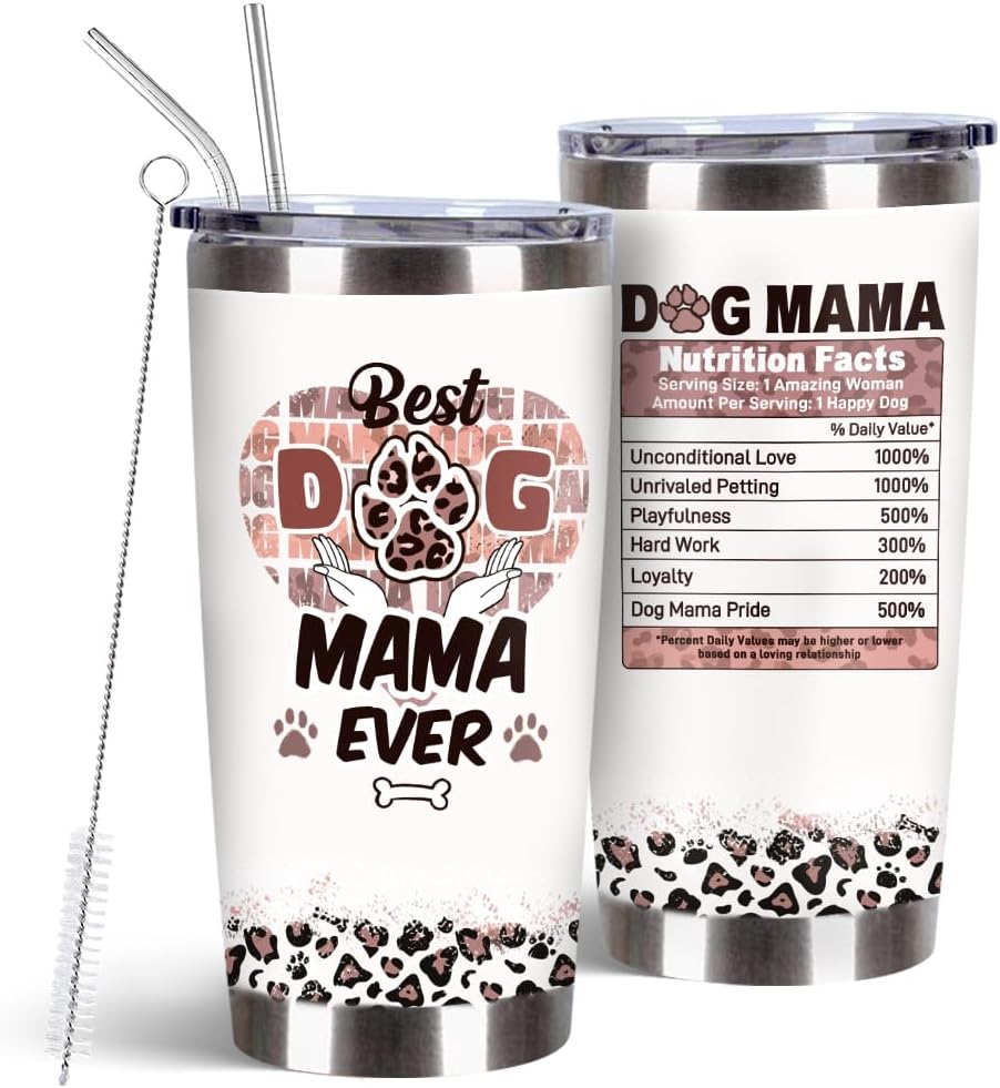 Dog Mom Gifts for Women, 20 Oz Stainless Steel Dog Mom Tumbler with ...