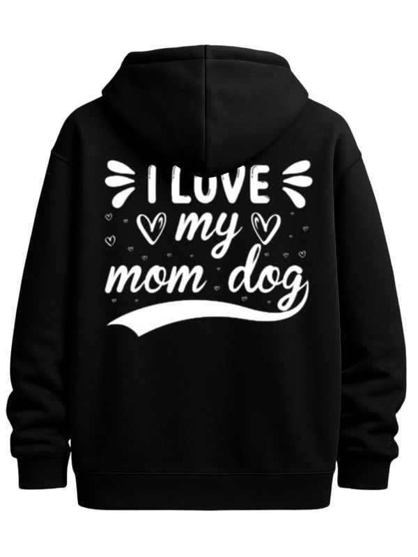 Dog Mom Love sweatshirt mens hoodies black Casual Solid Basic Hooded ...