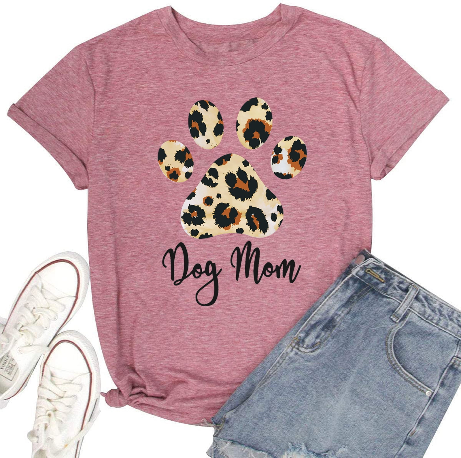 Dog Mom Shirt Women Funny Leopard Print Dog Mama TShirts Cute Graphic ...