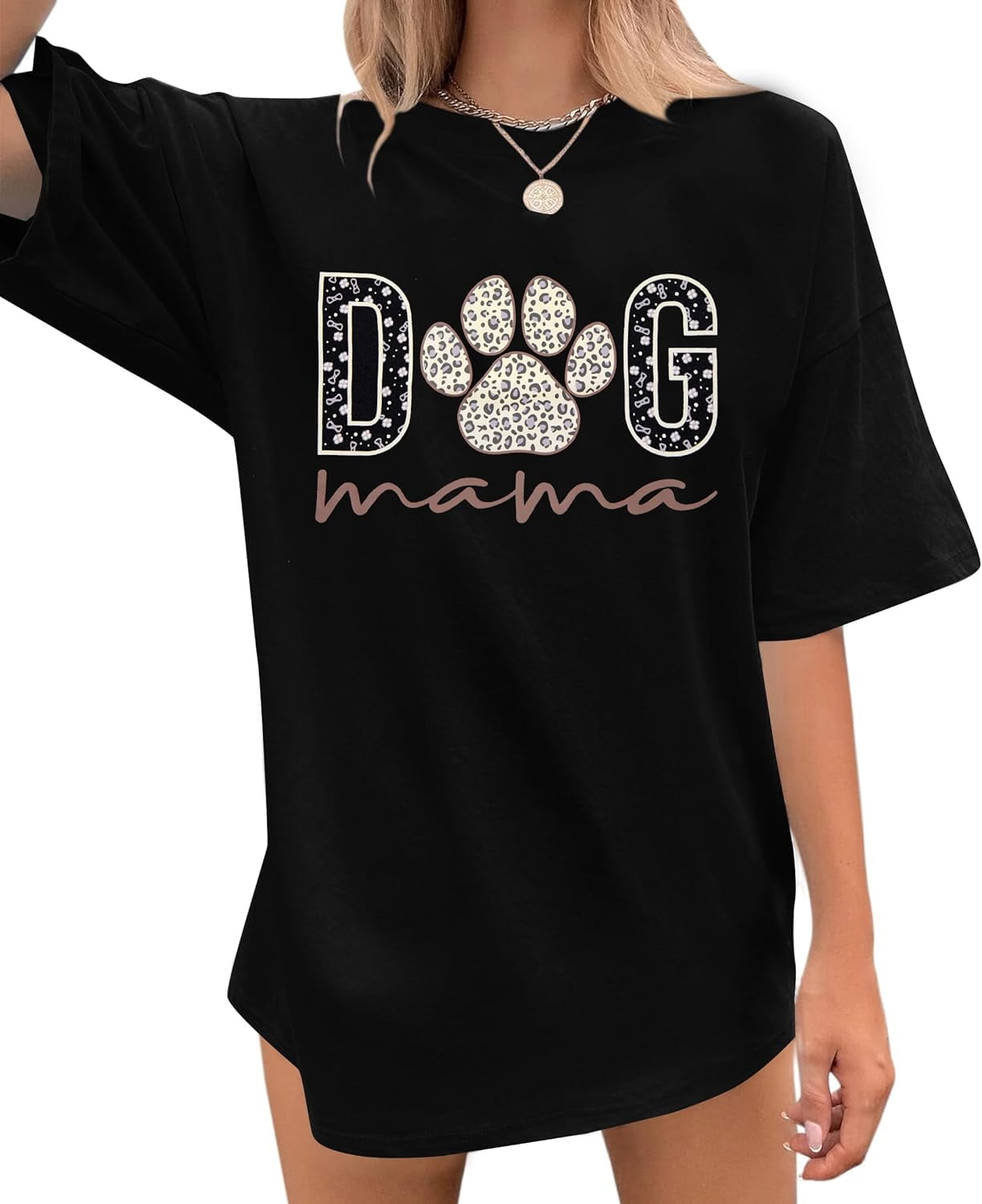 Dog Mom Shirts for Women Dog Paw Print Shirt Dog Mama Graphic Tshirt ...