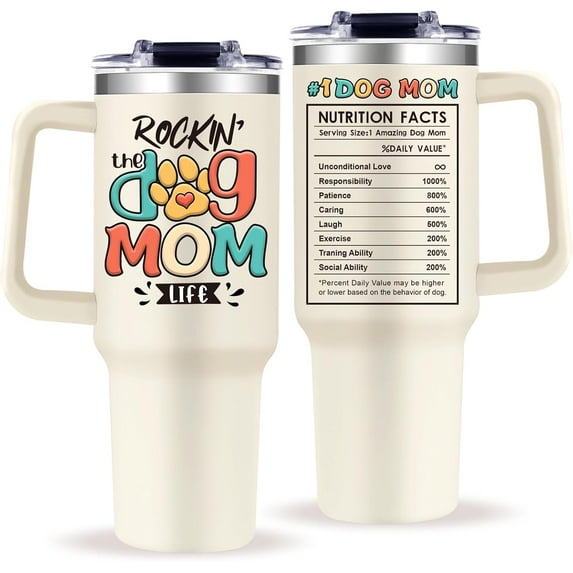 Dog Mom Tumbler with Handle Dog Mom Gifts for Women 40Oz Rockin the Dog ...