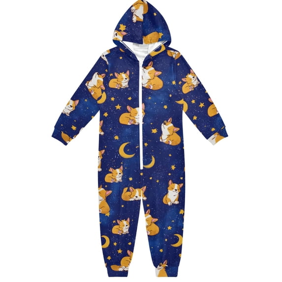 Dog Moon Pattern One Piece Pajamas Soft Jumpsuit Cozy Sleep and Play ...