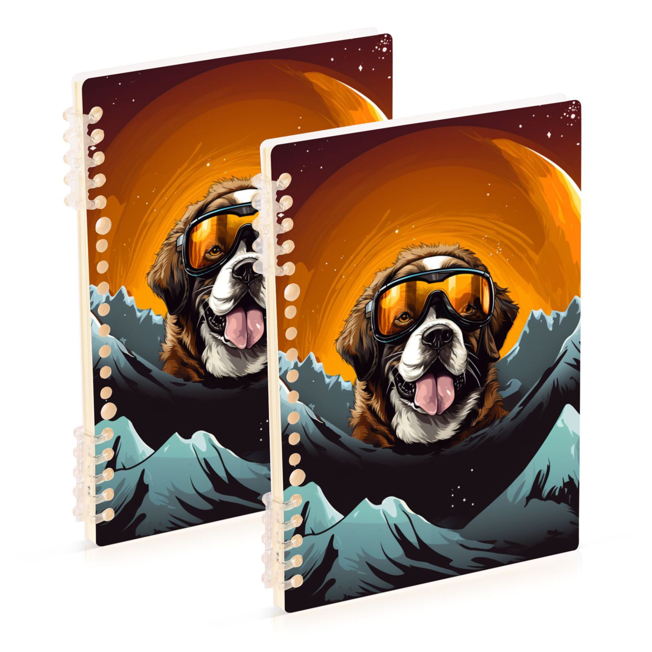 Dog Mountains Sun Ring Binder Notebook Journey Note Diary College Ruled ...