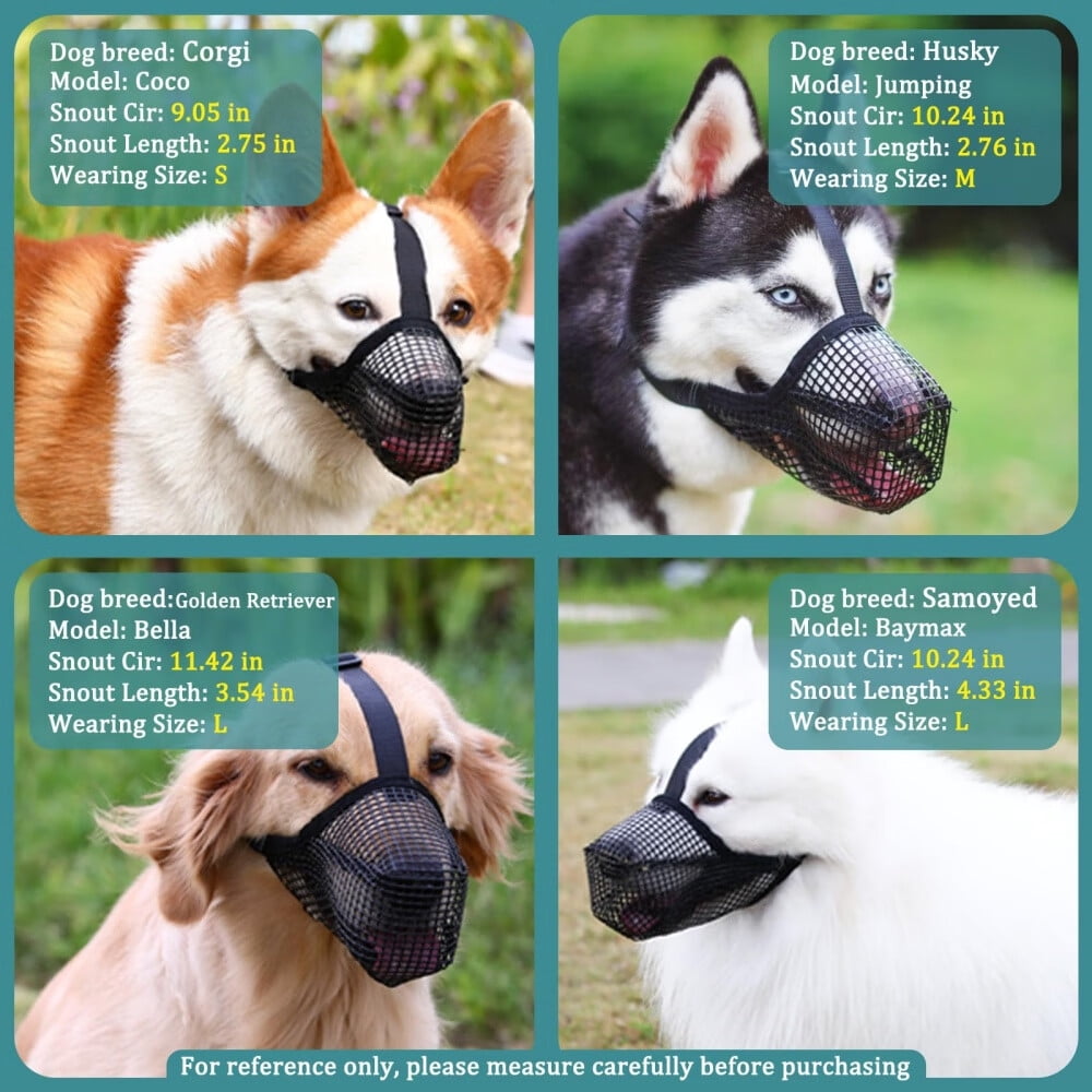Dog Muzzle, Patented Mesh Muzzles for Small Medium Large Dogs, Soft ...