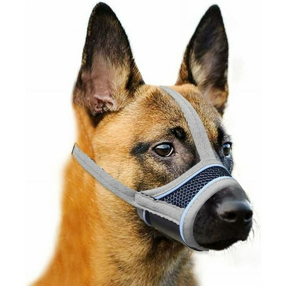 Dog Muzzle, Silver Reflective Breathable Anti Biting Pet Muzzle, Soft ...
