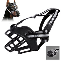 Dog Muzzle with Escape-Proof Elastic Neck Collar, Soft Breathable Air ...